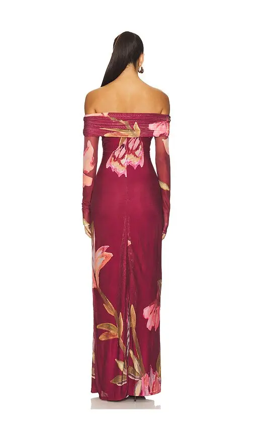 PatBO Delicata Tulle Maxi Dress - Dark Red
