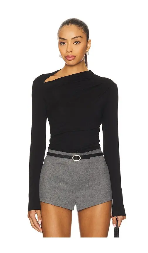 Enza Costa Fluid Jersey Slash Top - Black