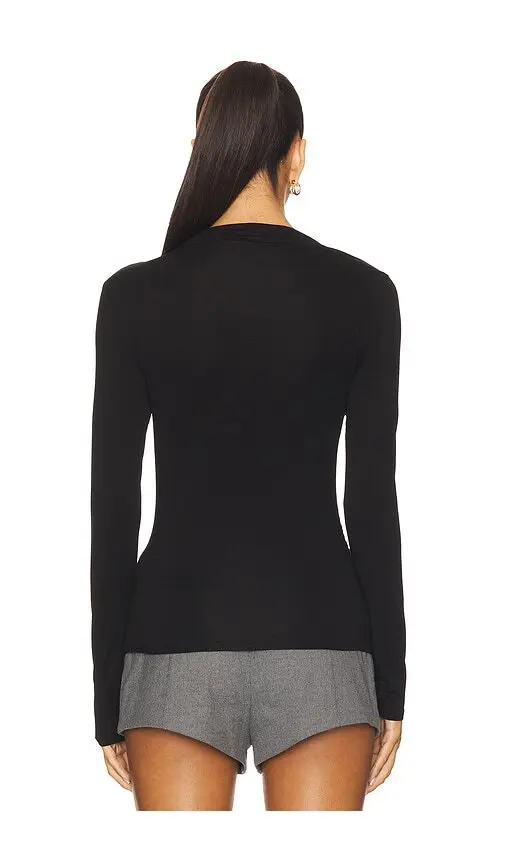Enza Costa Fluid Jersey Slash Top - Black