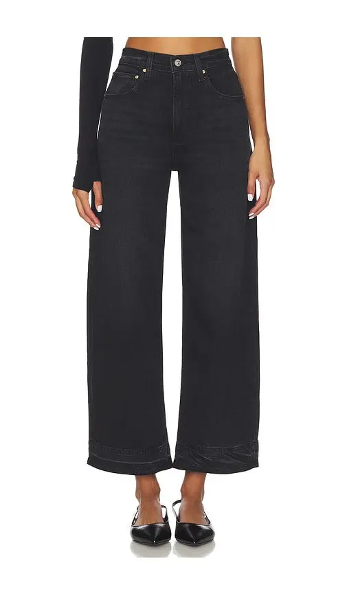 Paige Arellia Ankle Petite Barrel Leg Jeans - Black Void