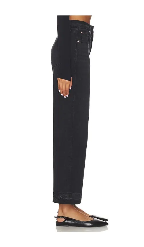 Paige Arellia Ankle Petite Barrel Leg Jeans - Black Void