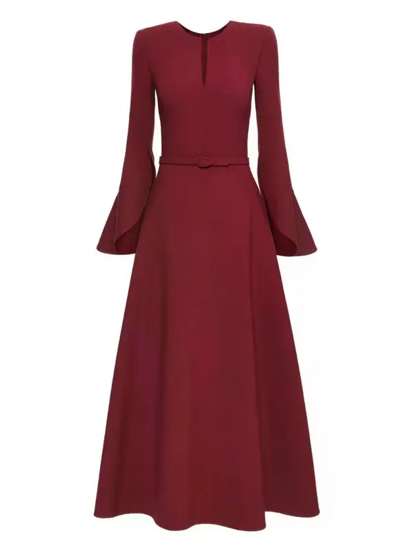 Oscar De La Renta Split-neck Midi Dress - Red