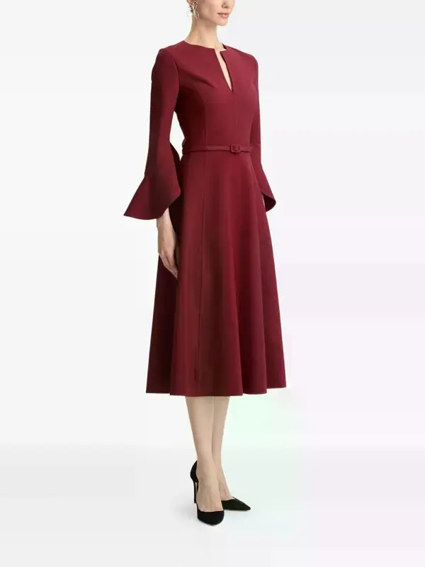 Oscar De La Renta Split-neck Midi Dress - Red