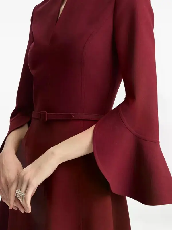 Oscar De La Renta Split-neck Midi Dress - Red