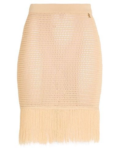 Elisabetta Franchi Crochet-knit Mini Skirt With Fringe Detail - Beige