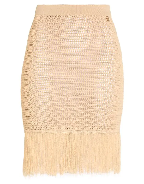 Elisabetta Franchi Mini Skirt In Viscose And Polyamide - Beige