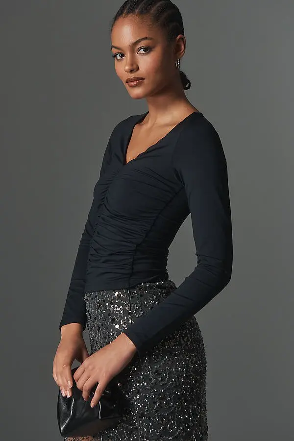 Anthropologie Long-sleeve Ruched Top