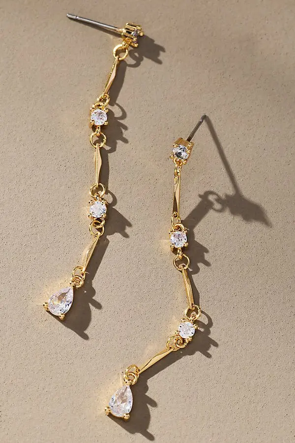 Anthropologie Delicate Glitz Drop Earrings - Clear