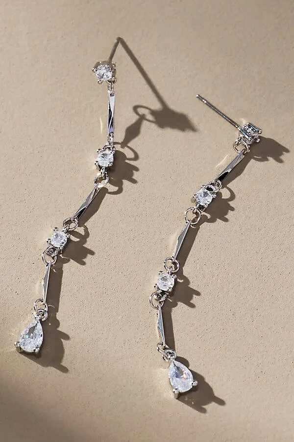 Anthropologie Delicate Glitz Drop Earrings - Silver