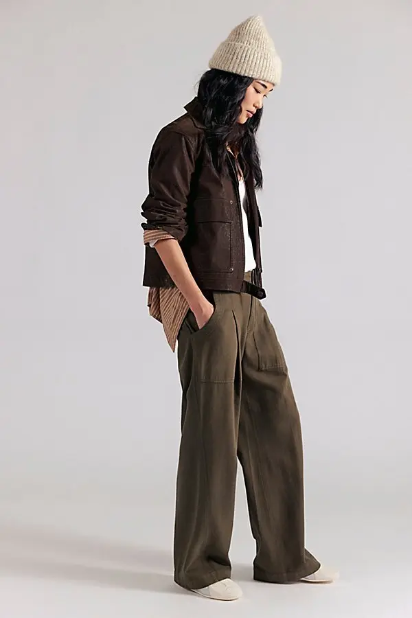 Free People We The Free Full Effect Utility Pants - Beech Leaves