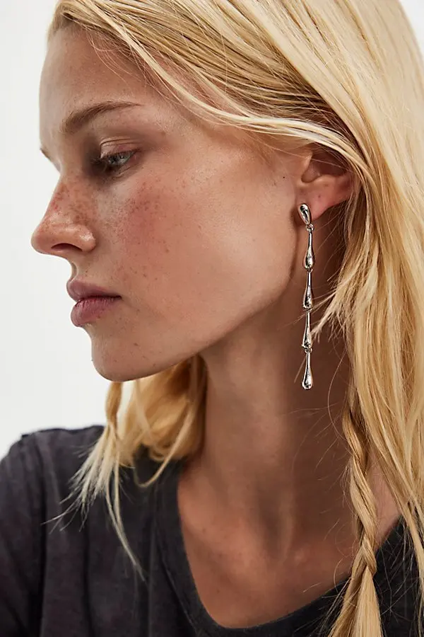 Free People Raindrop Dangle Earrings - Silver - Rhodium Plated