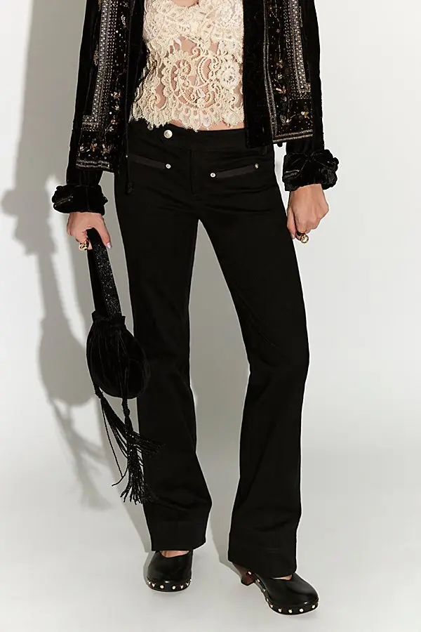 Free People We The Free Hot Take Low-rise Slim Flare Pants - Black