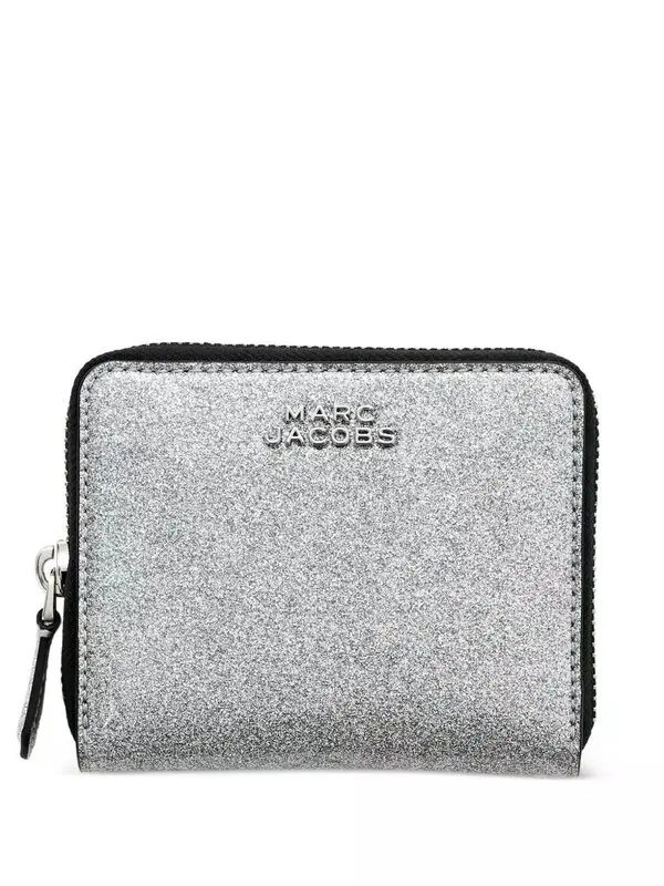 Marc Jacobs The Coated Glitter Leather Wallet - Silver