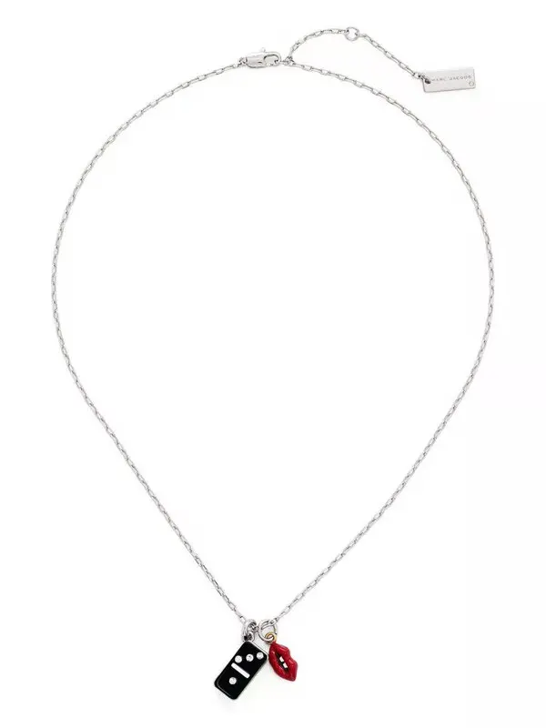 Marc Jacobs Lips And Domino Charm Necklace - Silver
