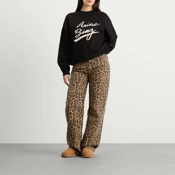 ANINE BING Miles Chenille Signature Sweatshirt - Black