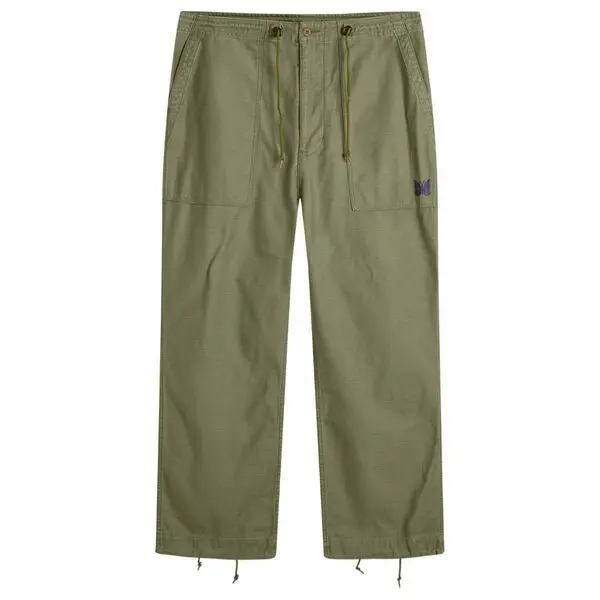 Needles Reversed Sateen String Fatigue Trousers - Olive