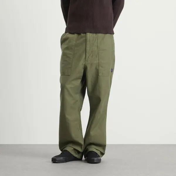 Needles Reversed Sateen String Fatigue Trousers - Olive
