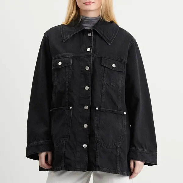 GANNI Rigid Denim Midi Jacket