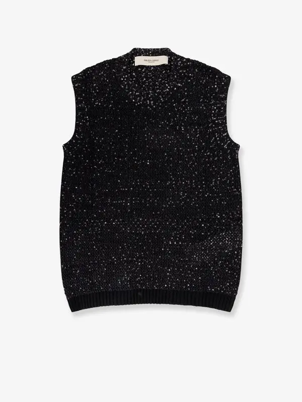 GOLDEN GOOSE Melyssa Sleeveless Sequined Sweater - Black