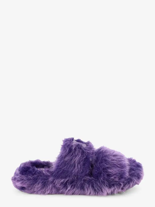 Celine Triomphe Slide Shearling Sandals - Purple