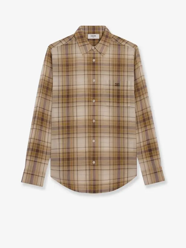Celine Checked Cotton Shirt - Beige