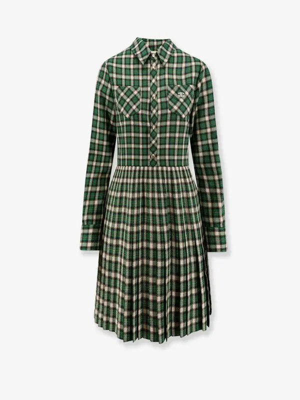 Celine Tartan Wool Mini Dress
