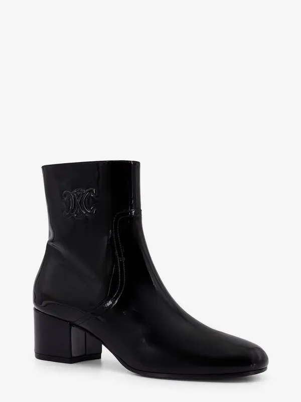 Celine Patent Leather Boots With Triomphe Logo
