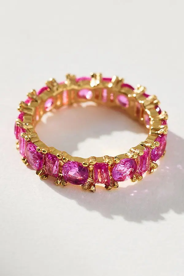 Anthropologie Crystal Stone Stacking Ring - Pink