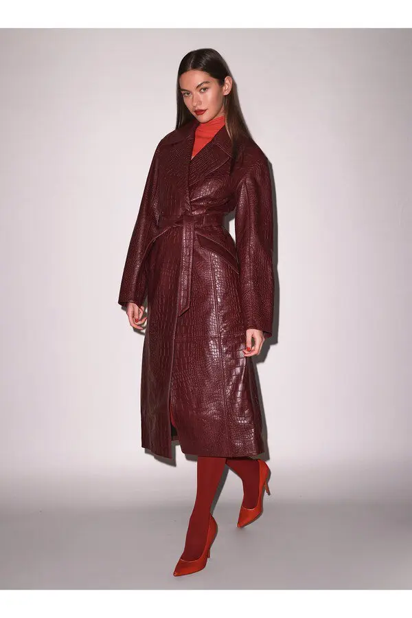 FLEUR DU MAL Croc-embossed Leather Trench Coat