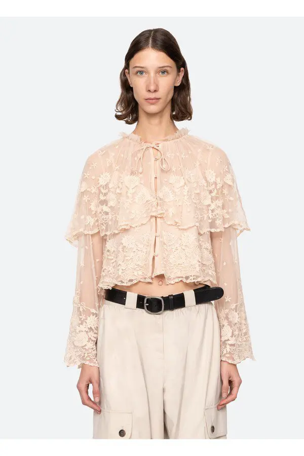 Sea Bronte Embroidered Top - Neutral / Floral