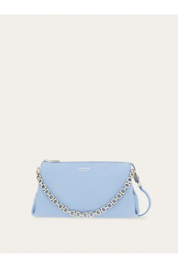 FERRAGAMO Gancini Chain Mini Bag - Denim