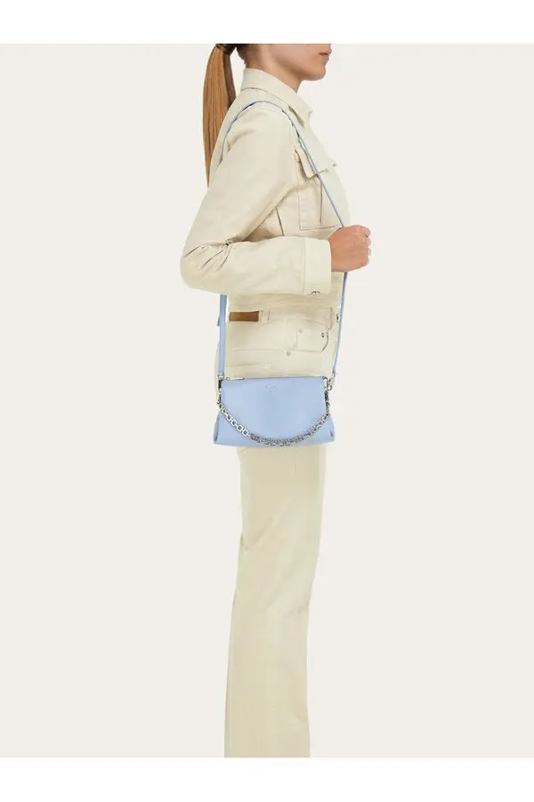 FERRAGAMO Gancini Chain Mini Bag - Denim