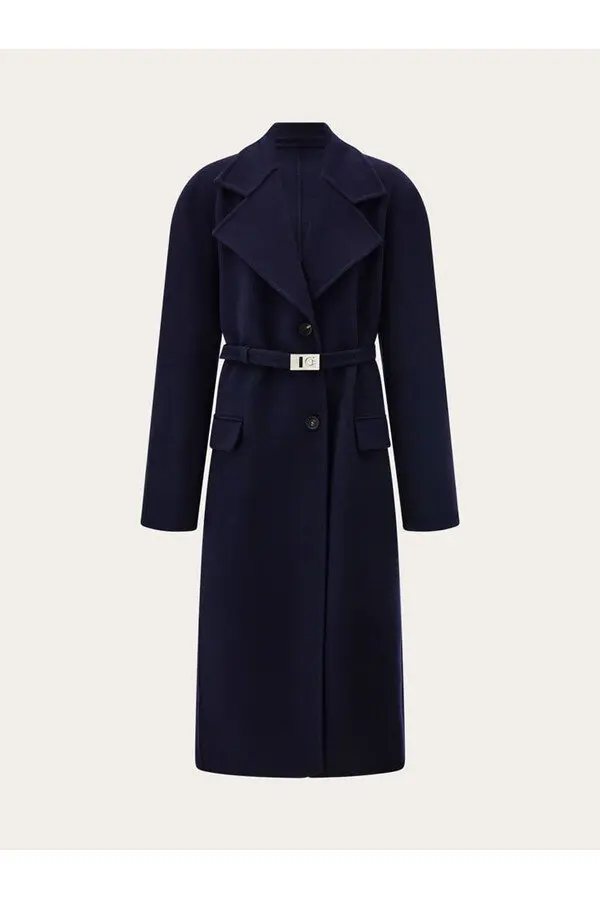 FERRAGAMO Single-breasted Virgin Wool And Cashmere Coat - Blue / Navy