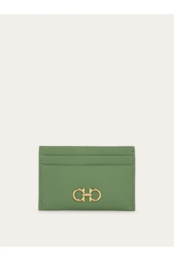 FERRAGAMO Gancini Credit Card Holder - Green