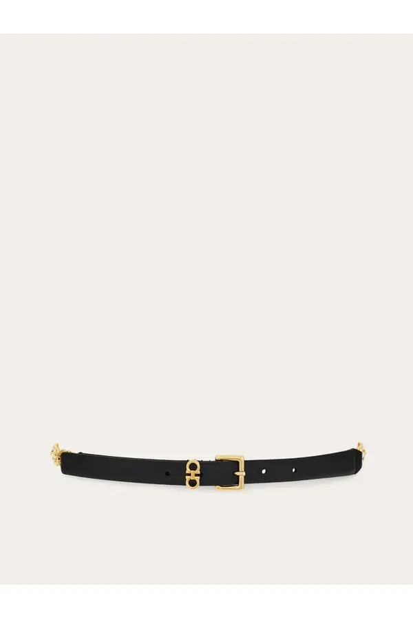 FERRAGAMO Gancini Chain Belt - Black