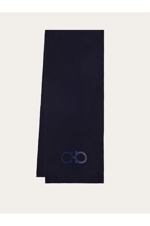 FERRAGAMO Jacquard Scarf - Navy