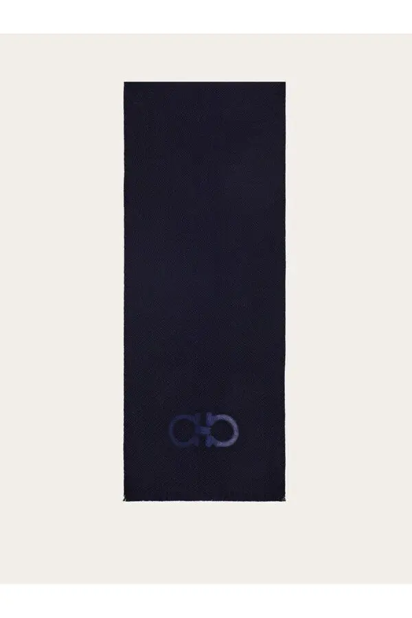 FERRAGAMO Jacquard Scarf - Navy
