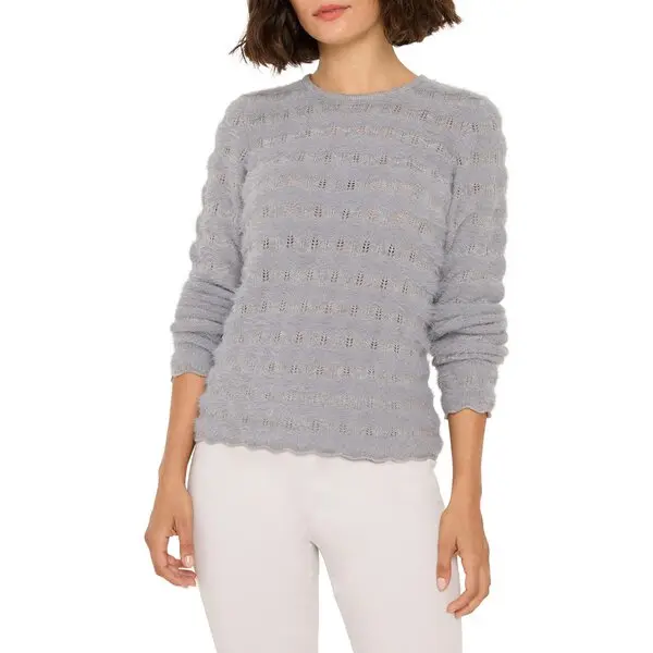 NIC+ZOE Cozy Waves Pointelle Sweater - Shark Grey