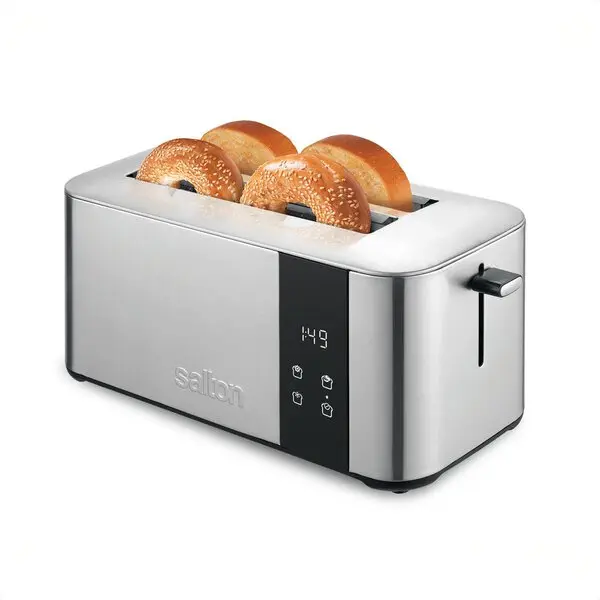 SALTON Stainless Steel Countdown Long Slot Toaster - Silver