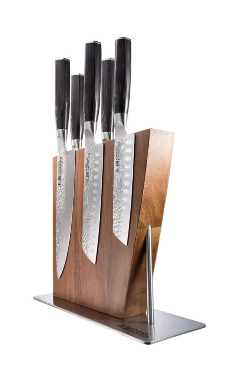 CUISINE::PRO® Damashiro Emperor® 6-piece Nanashi Knife Block - Silver