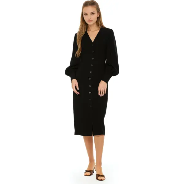 ALEXIA ADMOR Jules Button Down Midi Dress - Black