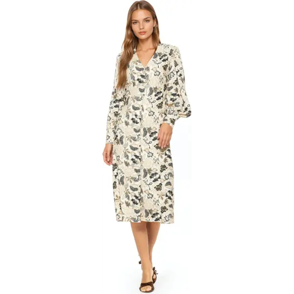 ALEXIA ADMOR Jules Button Down Midi Dress - Ivory Paisley