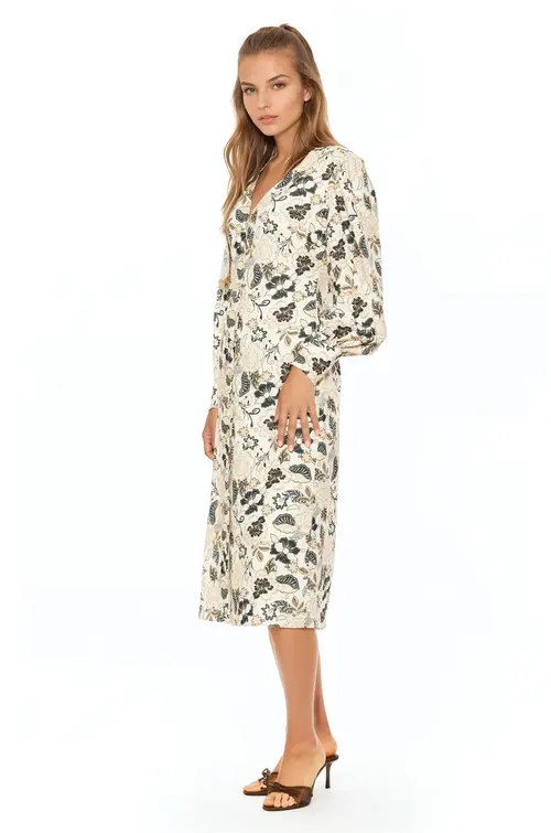 ALEXIA ADMOR Jules Button Down Midi Dress - Ivory Paisley