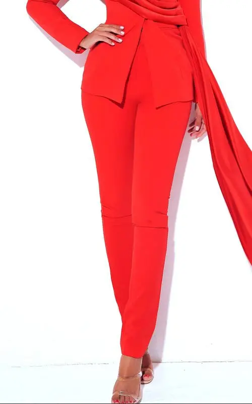 MISS CIRCLE Vayla Skinny Trousers - Red