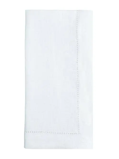 Anaya Linen Hemstitch Napkin Set - Bright White