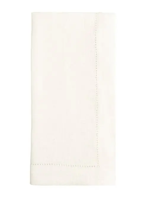 Anaya Linen Hemstitch Napkin Set - Ivory