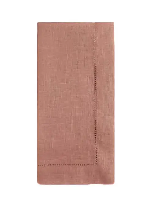 Anaya Linen Hemstitch Napkin Set - Light Copper