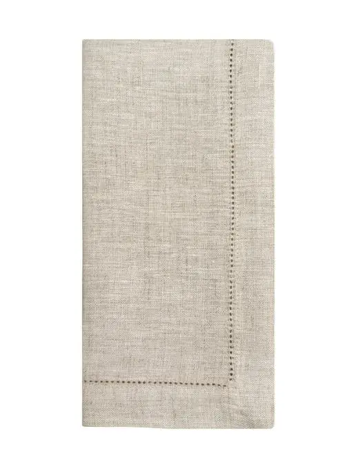 Anaya Linen Hemstitch Napkin Set - Natural Beige