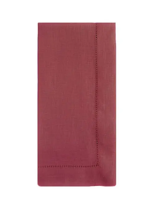 Anaya Linen Hemstitch Napkin Set - Rustic Red