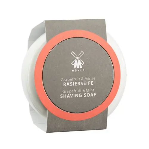 MUHLE Porcelain Dish With Grapefruit & Mint Shaving Soap - White